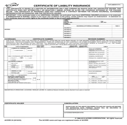 Certificate of Liability (CLI) Fillable Template - PDFSimpli
